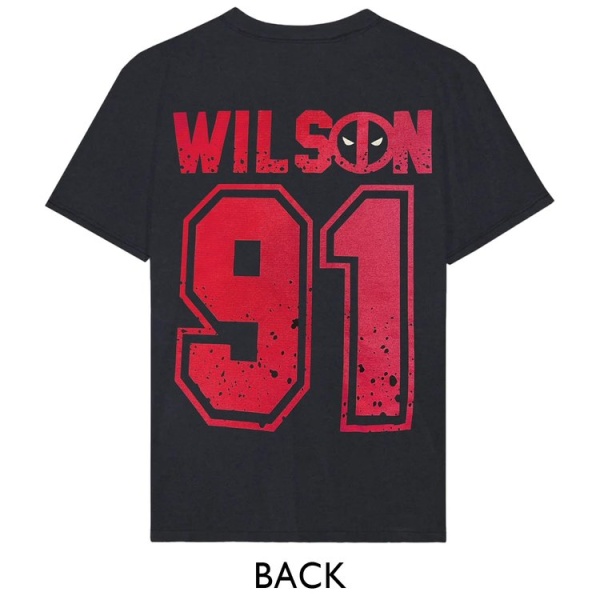 Marvel: Deadpool 'Wilson 91' Black Adult T-Shirts With Back Print ...