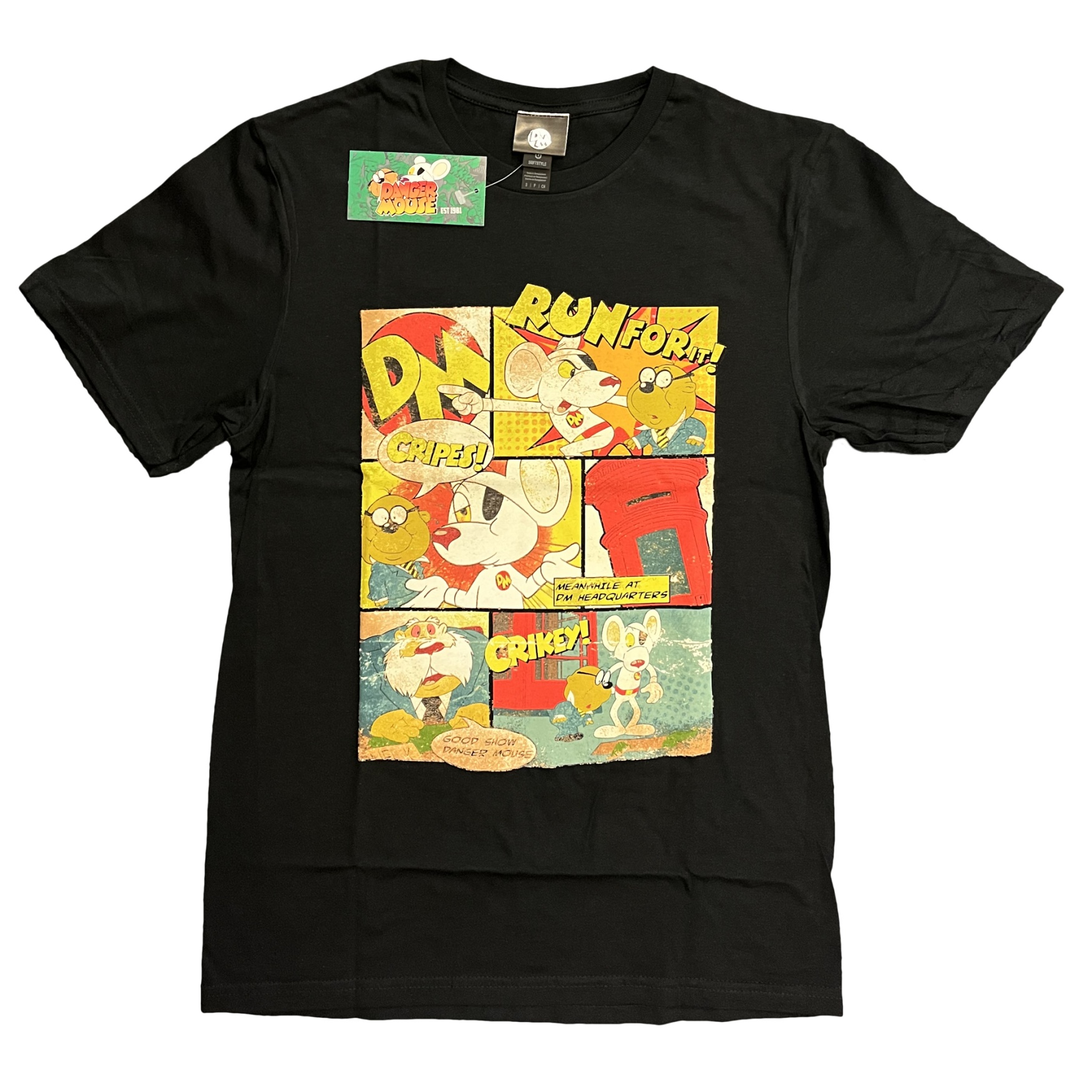 Danger Mouse 'Comic Strip' Black Adult T-Shirts - Serving Who fans and ...