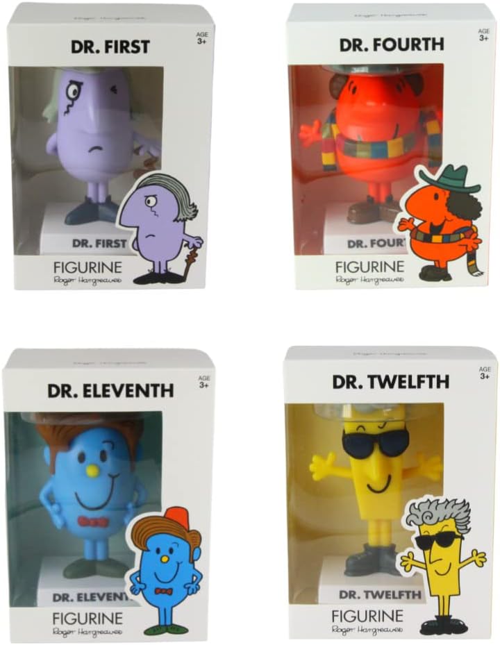 Doctor Who Mr Men Set of Four Figures - 1st, 4th, 11th & 12th Doctors ...