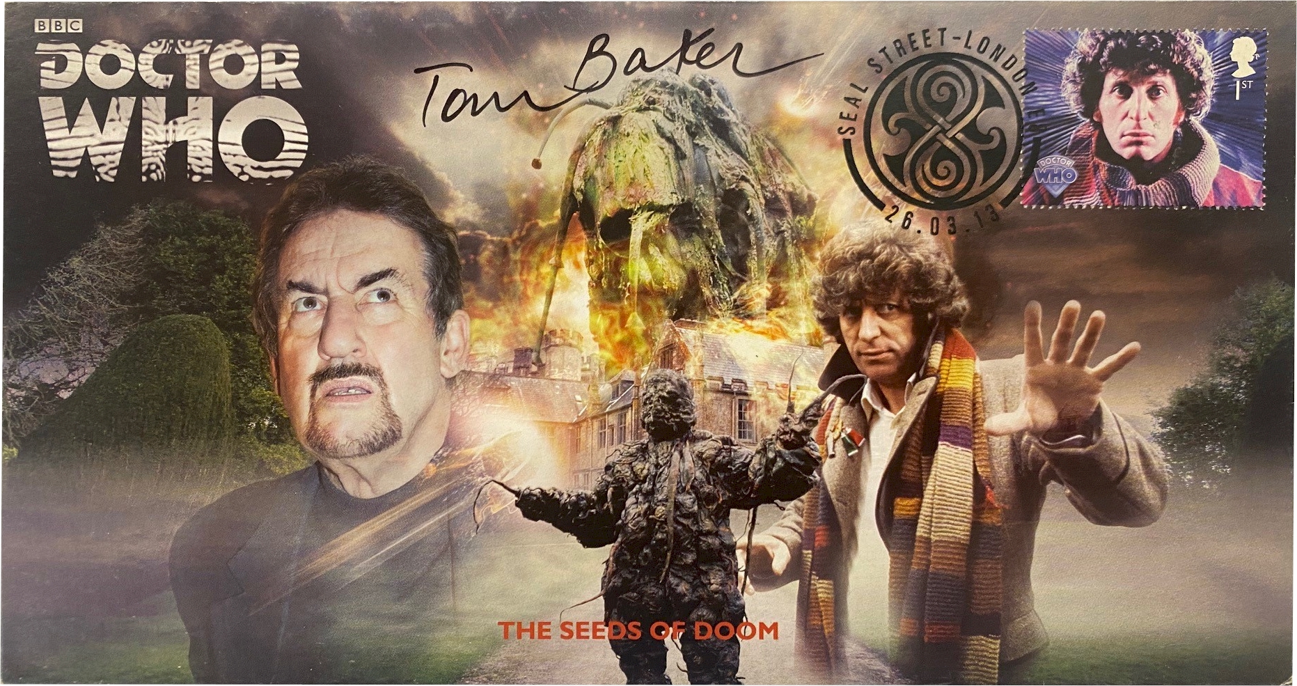 Doctor Who The Seeds of Doom Collectble Stamp Cover Signed by TOM BAKER ...