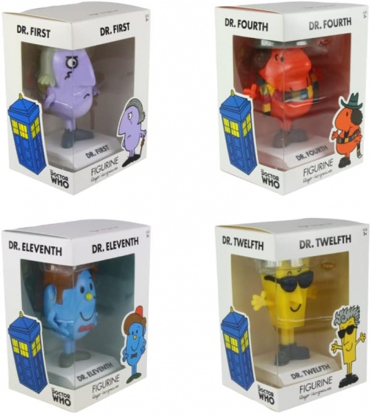 Doctor Who Mr Men Set of Four Figures - 1st, 4th, 11th & 12th Doctors ...